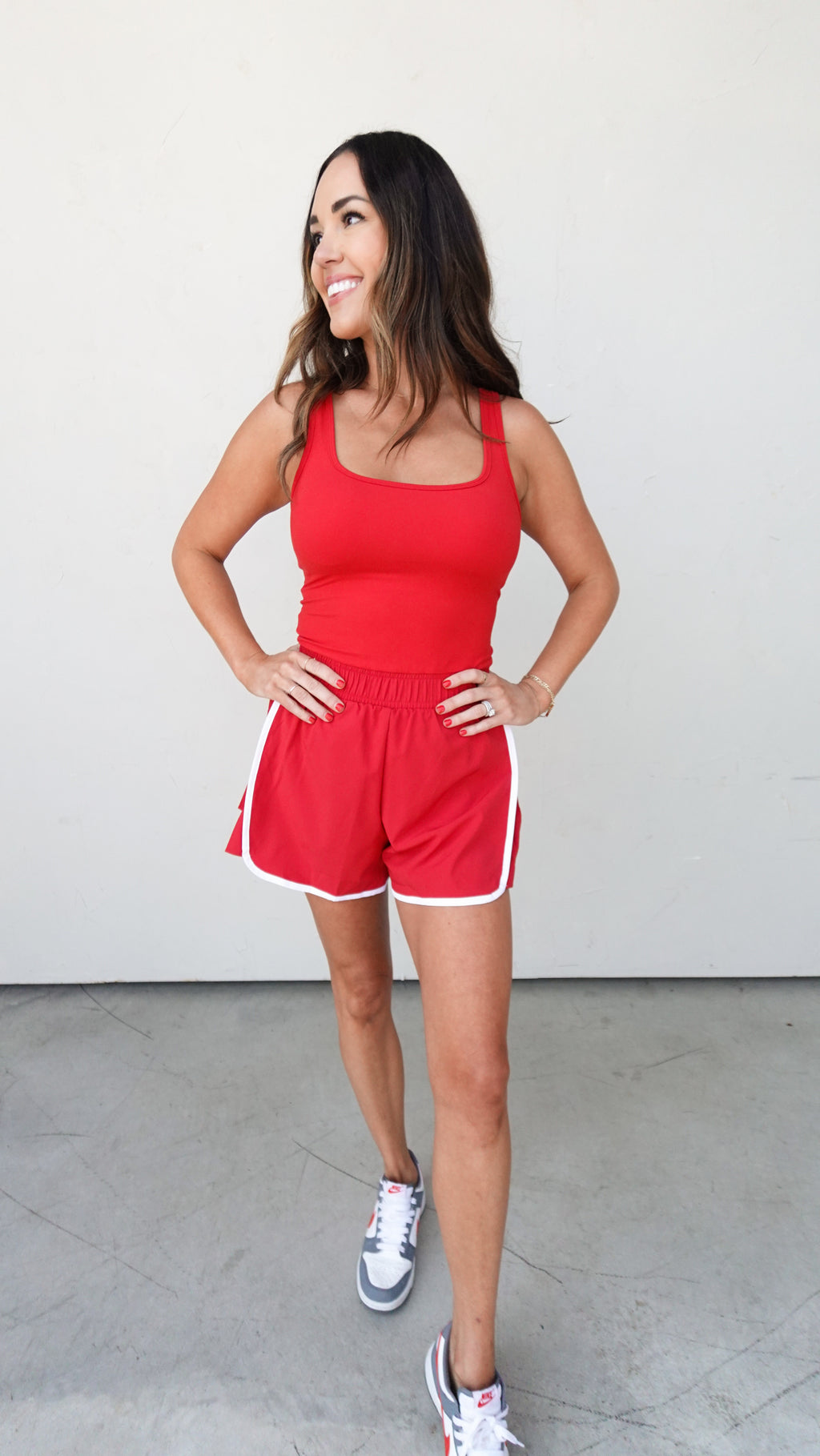 COCO The Shop Red Pleated Active Romper
