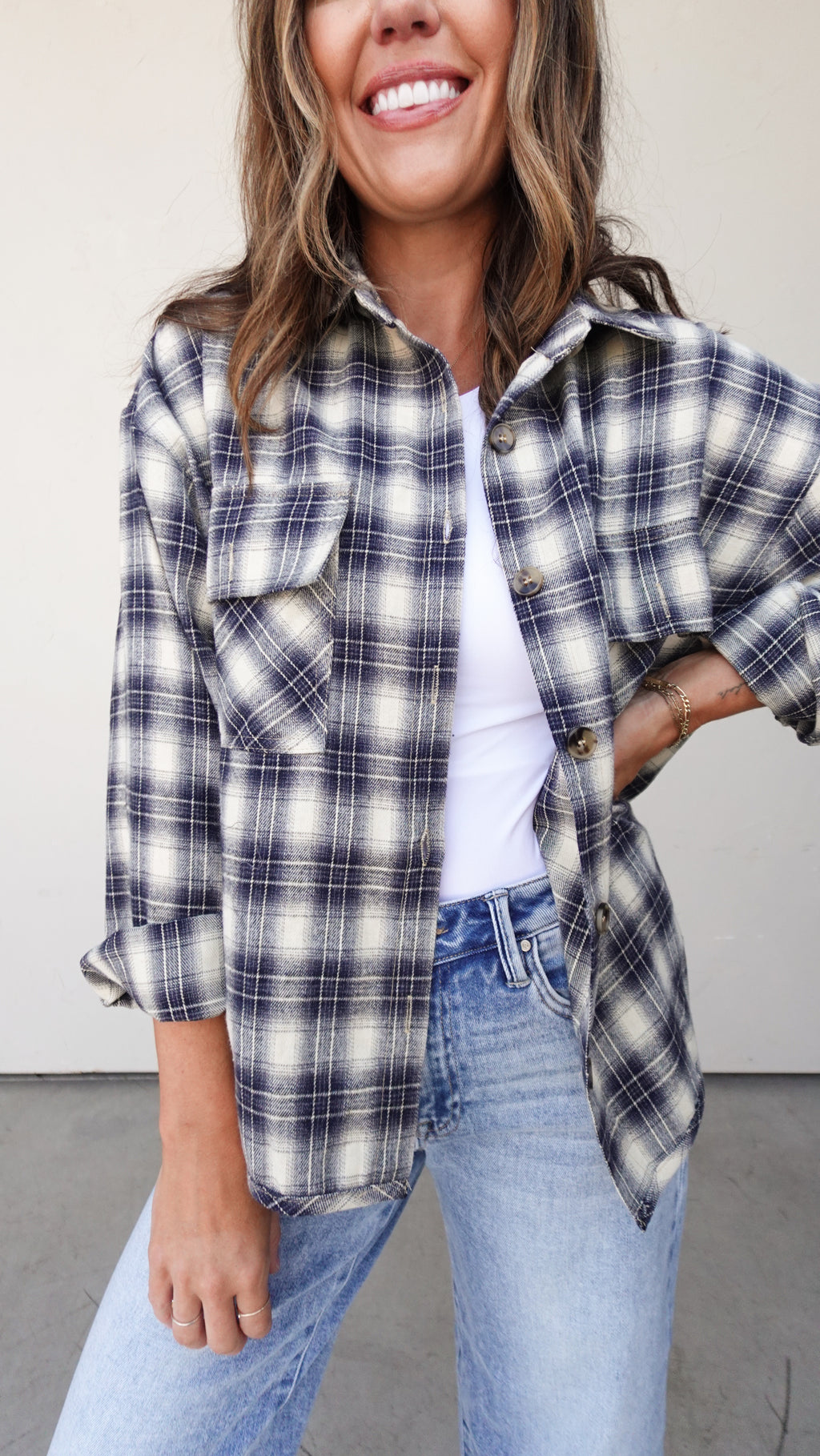 Navy Plaid Flannel - | COCO The Shop
